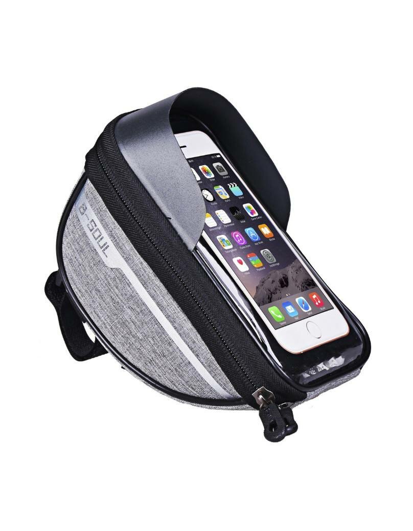 Сумка для велосипеда на руль, держатель телефона на велосипед . Серая