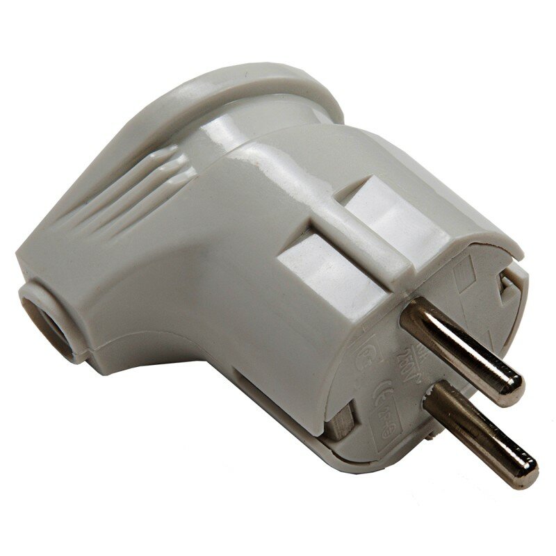 Вилка угловая с заземлением 16А белая 4110 IN HOME, цена за 1 шт.