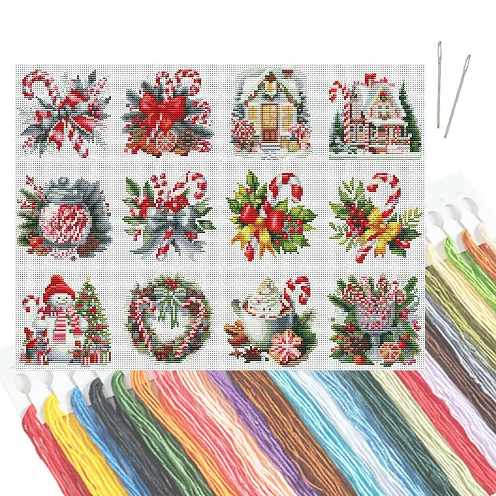 HUACAN 12 шт. мини-набор для вышивания снеговика дом пейзаж вышивка крестиком домашняя спальня настенная живопись