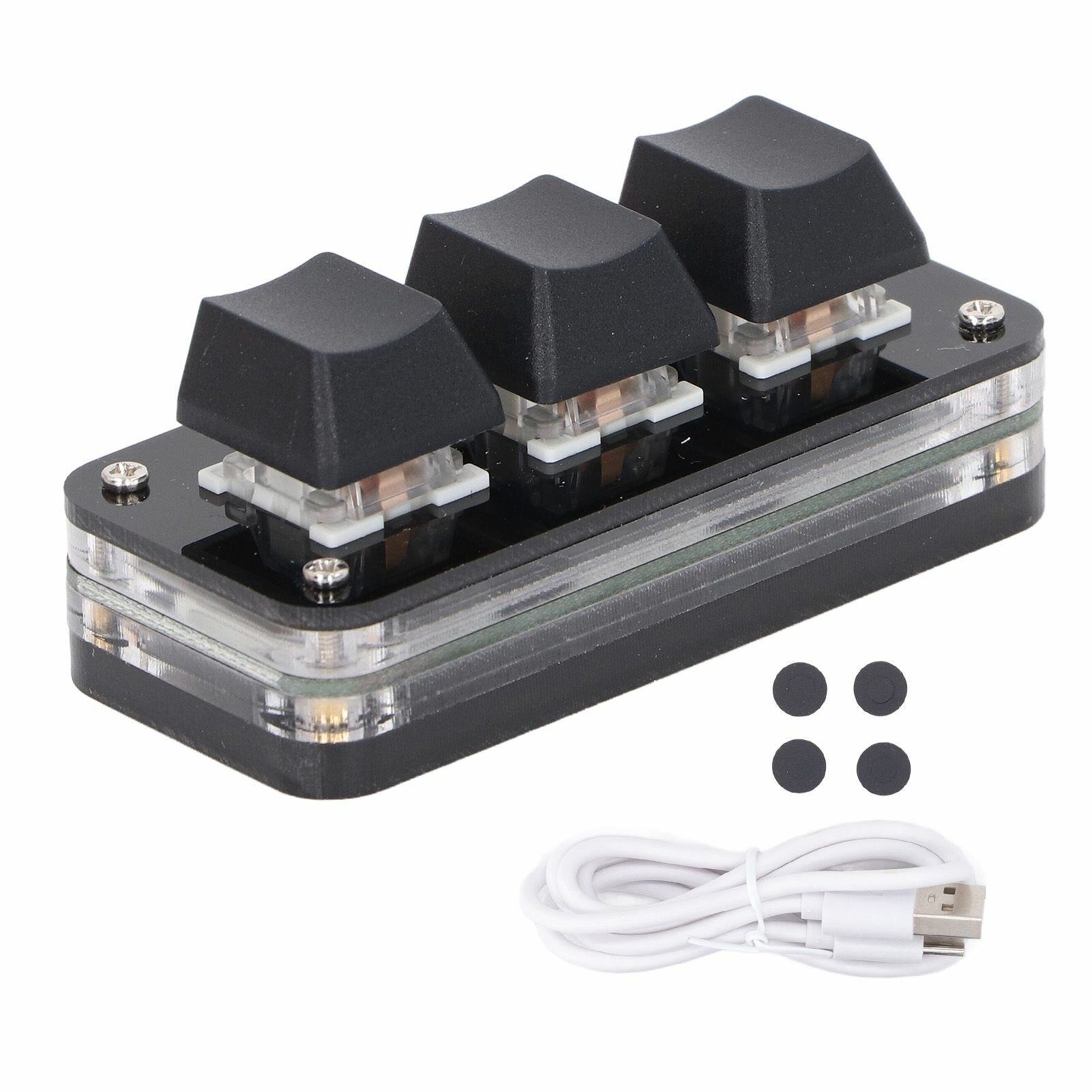 3-кнопочная мини-USB клавиатура с синим переключателем и RGB-подсветкой, программируемая