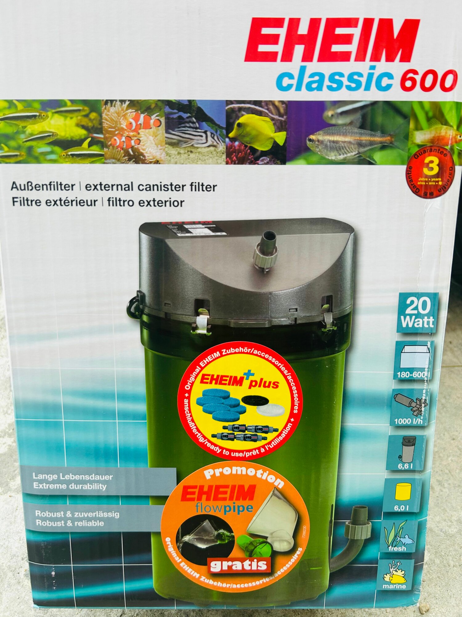 Фильтр для аквариума внешний Eheim Classic 600 1000 л/ч