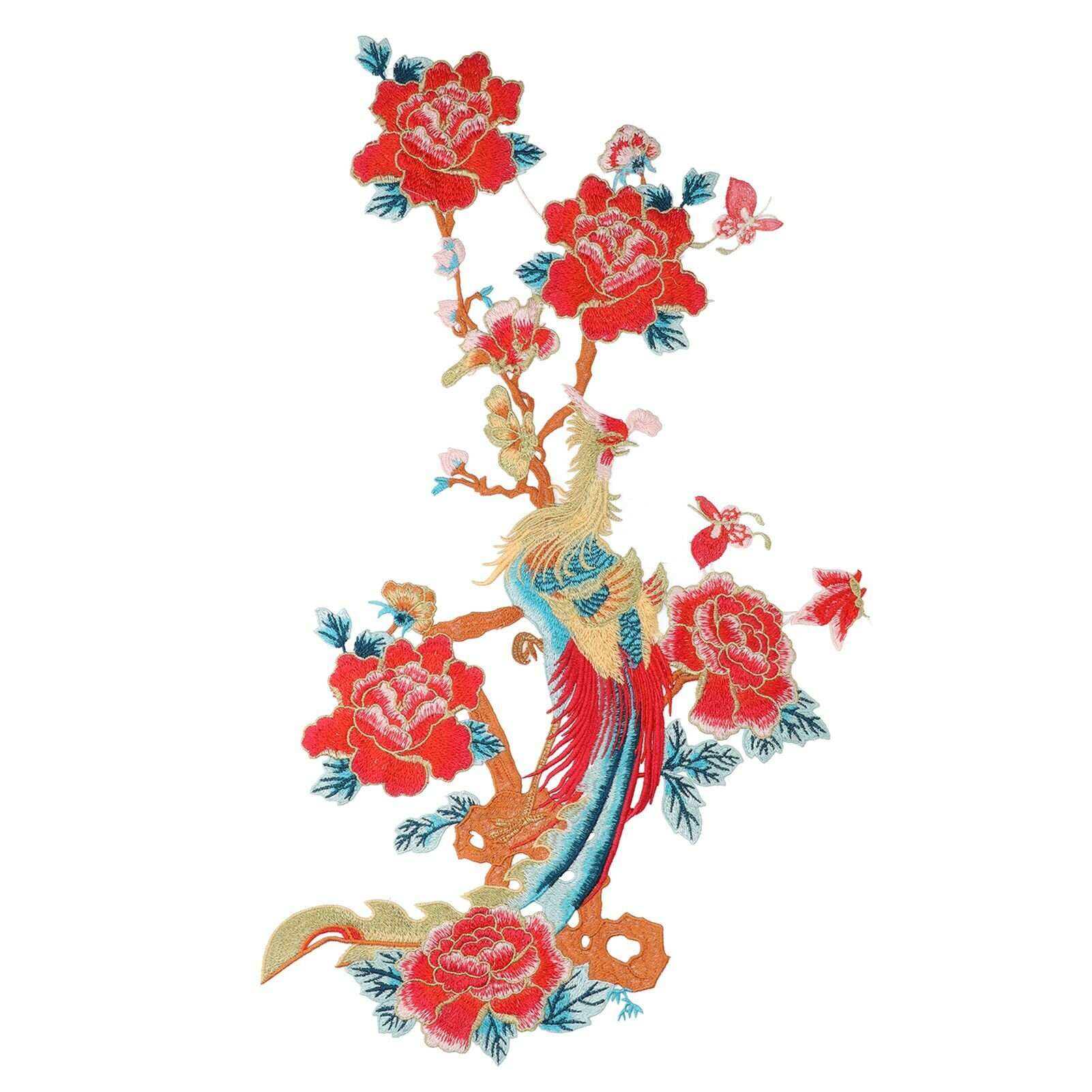 Аппликация из нейлонового шелка с вышивкой Цветочное пятно Феникса в китайском стиле, глянцевая, практичная, декоративная , материал нейлон