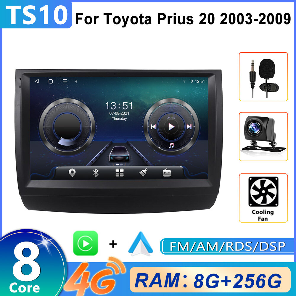Android для Toyota Prius 20 2003-2009/ Автомагнитола Андроид рено Тойота Приус 20 2003-2009 4G-SIM Wifi Bluetooth Gps навигатор Мультимедиа автомабиля