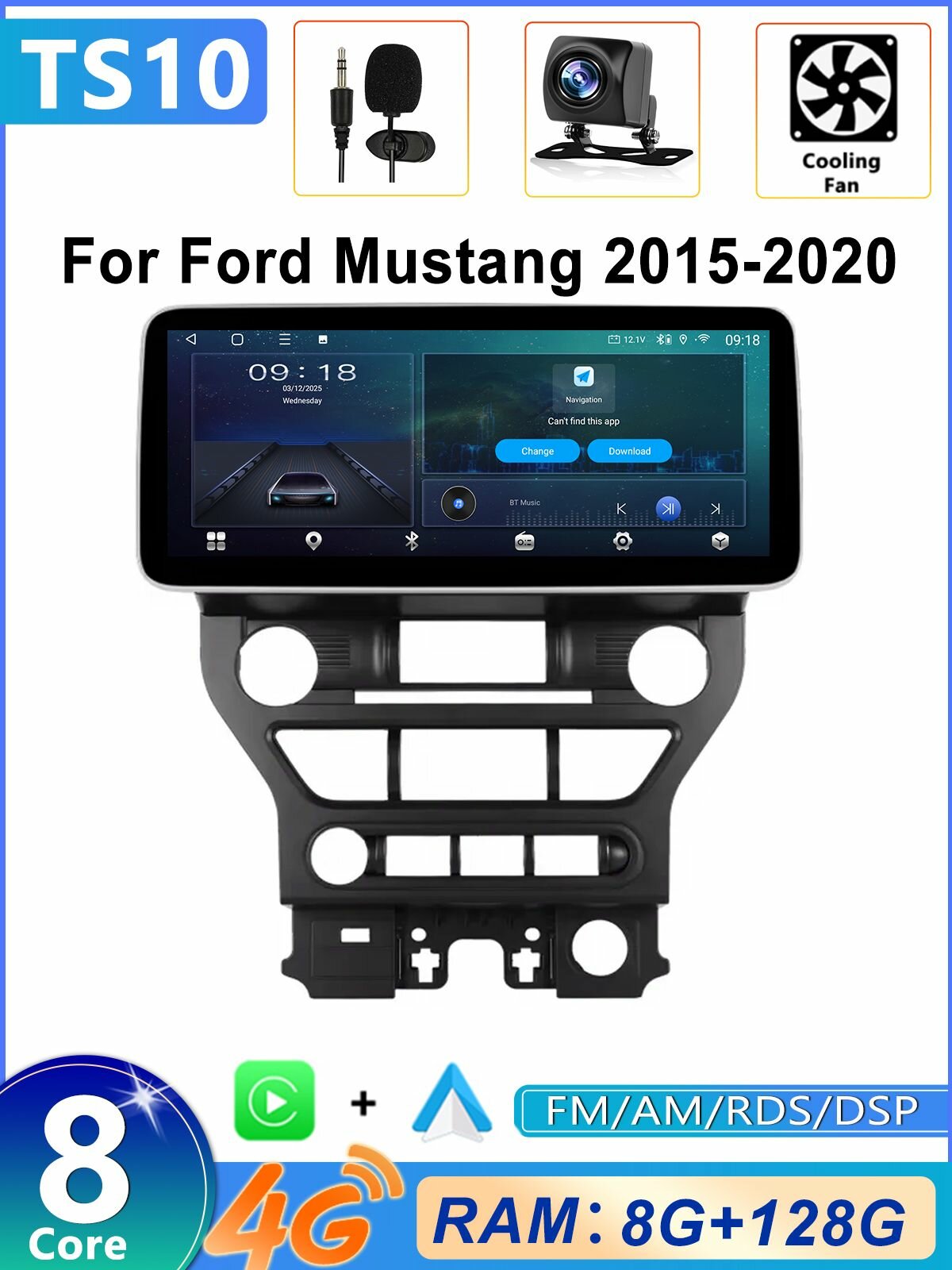 12.3" Магнитола Ford Mustang 2015-2020, Carplay, Android,4G, автомагнитола для Форд Мустанг