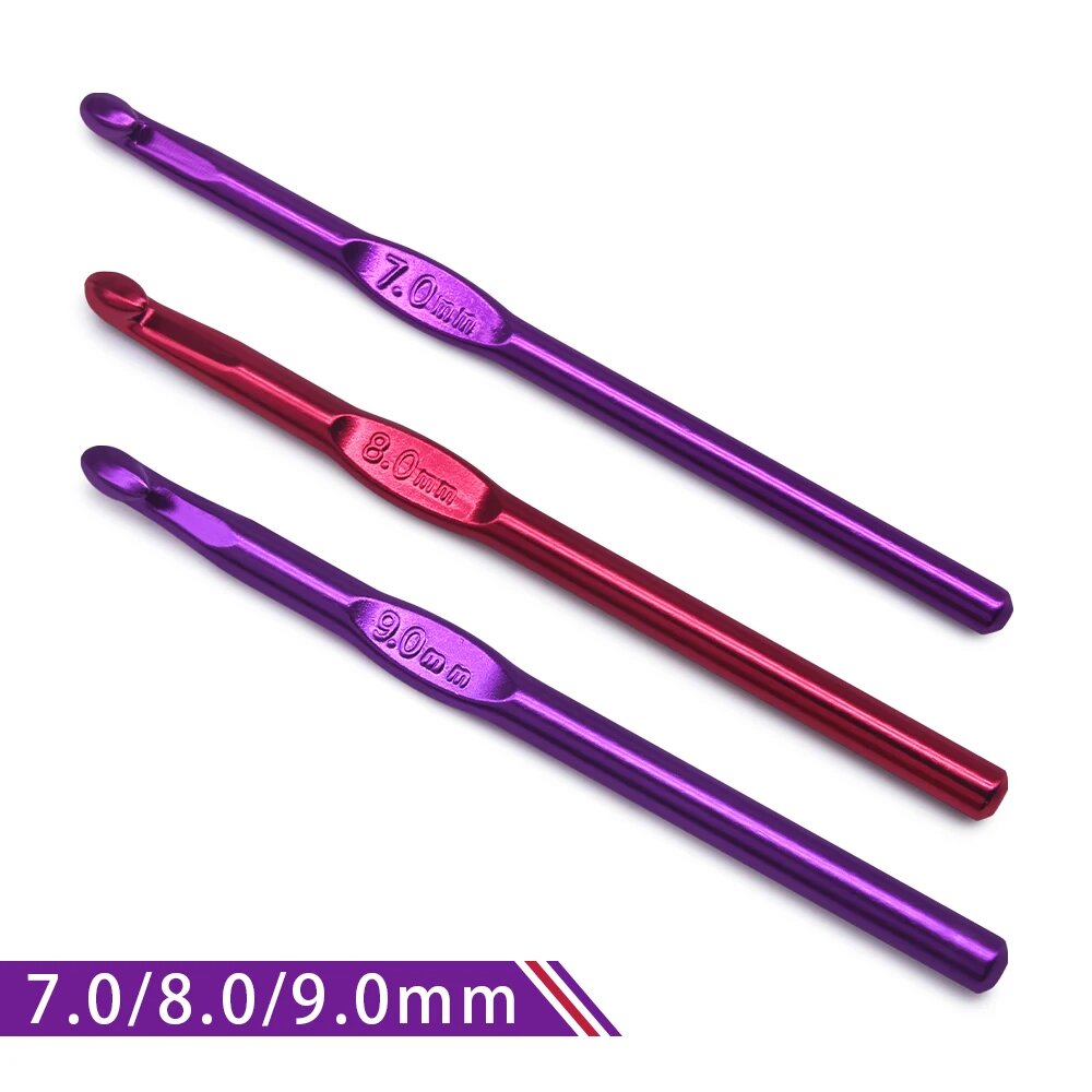 Металлические вязальные спицы и крючки 3/4/5/6/6.5/7/8/9/10 мм Фиолетовый, 7 8 9 each 1pcs