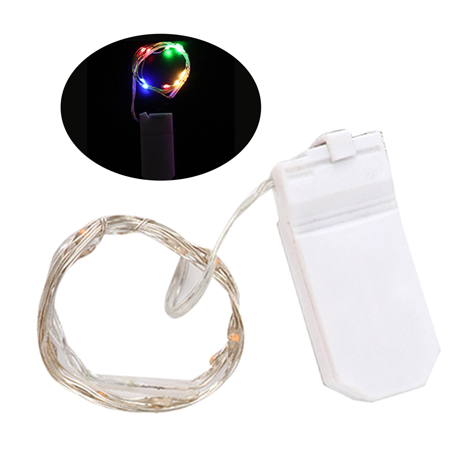 Светодиодные гирлянды из серебристого медного провода с батарейным ящиком для подарочной коробки, декора стола на свадьбе, вечеринке, Рождестве, цвет: теплый, белый, синий, фиолетовый, многоцветный, длина: 1м (10 светодиодов), 2м (20 светодиодов),