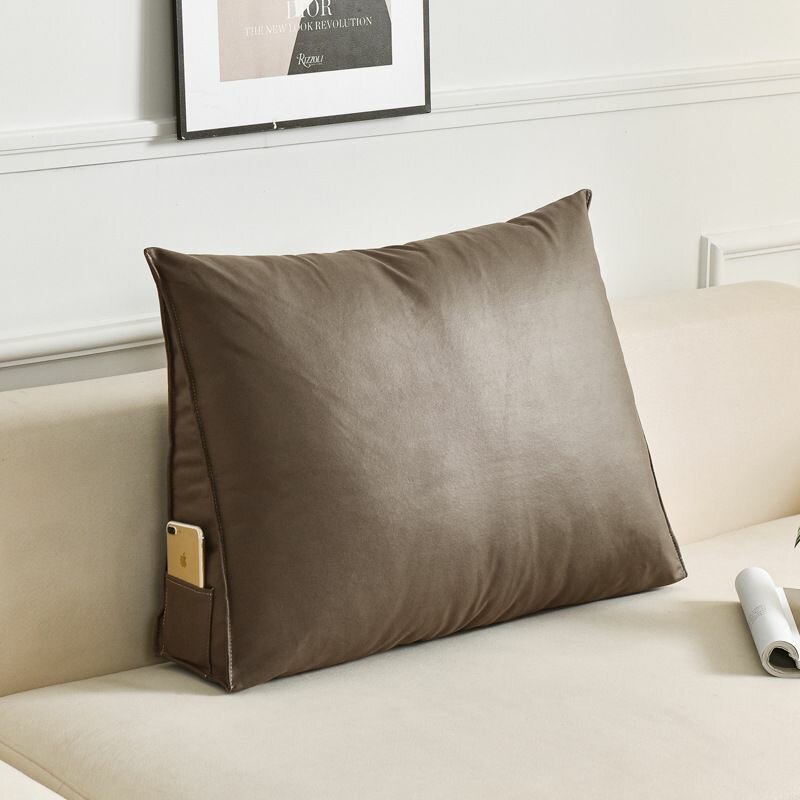 Эргономичная треугольная подушка-спинка из экокожи, 20x50x100 см, для дивана, эркера, поясницы (техническая ткань, 6 размеров)