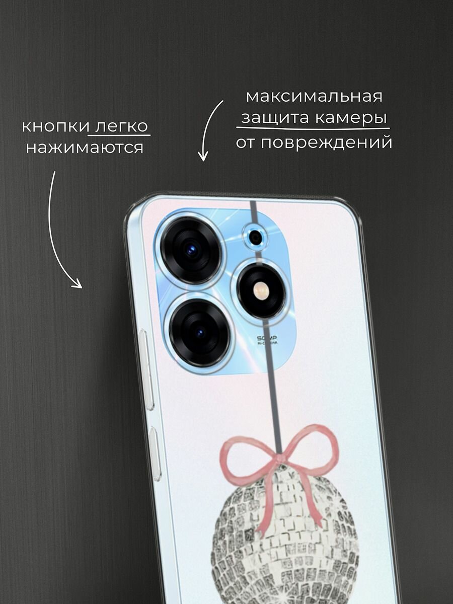 Чехол на Tecno Spark 10 Pro / Текно Спарк 10 Про с принтом Новогодний диско шар, прозрачный — фото 1