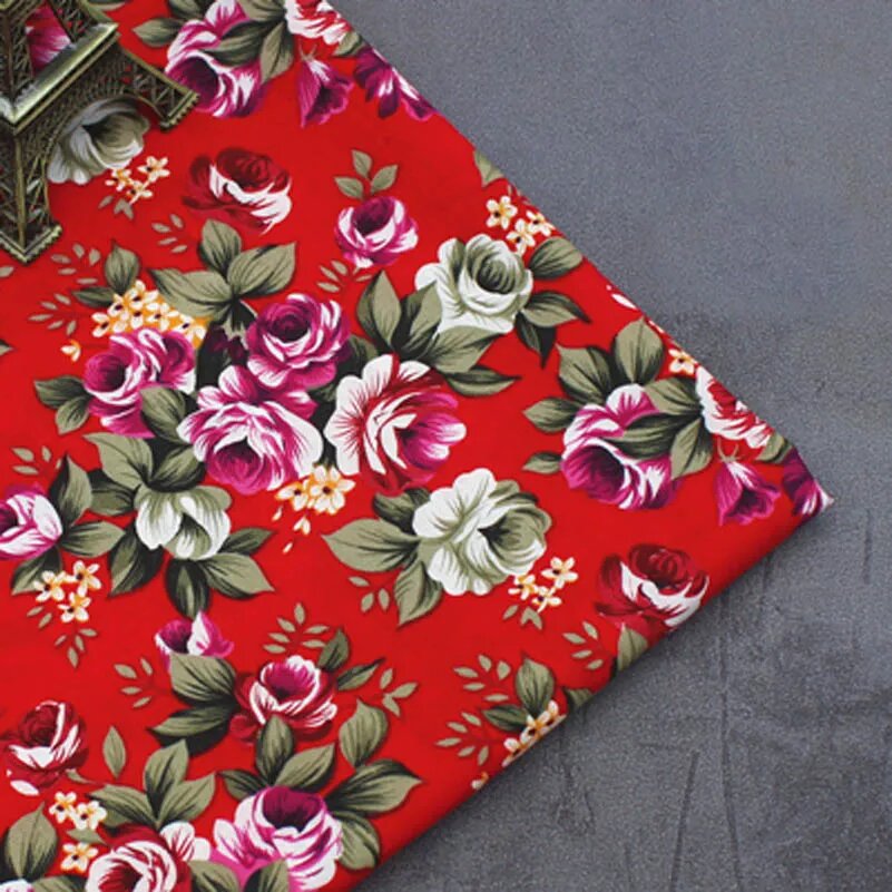 Печатная хлопковая ткань fabcdiy для пошива одежды Красный, Red