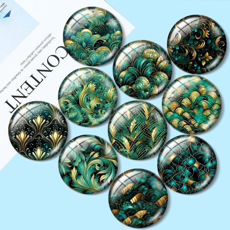 Круглые стеклянные кабошоны для бижутерии, 10 шт. 18 мм, 10pcs-BG2143-mixed