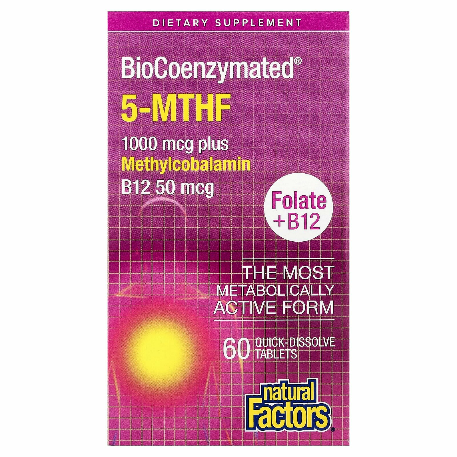 Таблетки Natural Factors "BioCoenzymated" Methylfolate, 1000мкг, 60шт