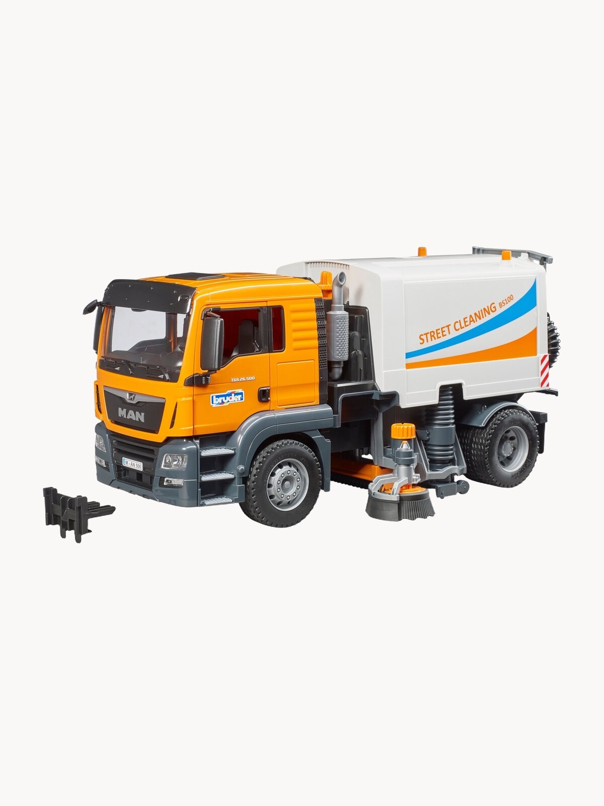 Грузовик уборочный Bruder MAN TGS 1:16 03780, оранжевый/белый