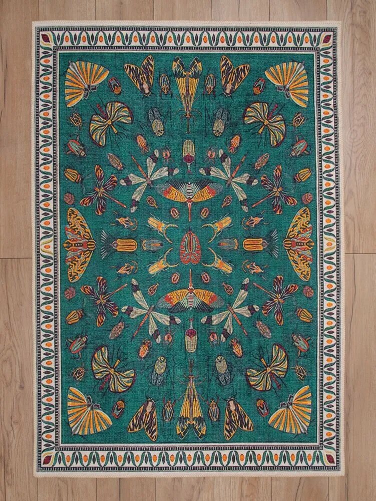Ковер изумрудный с насекомымиN 120x180 см