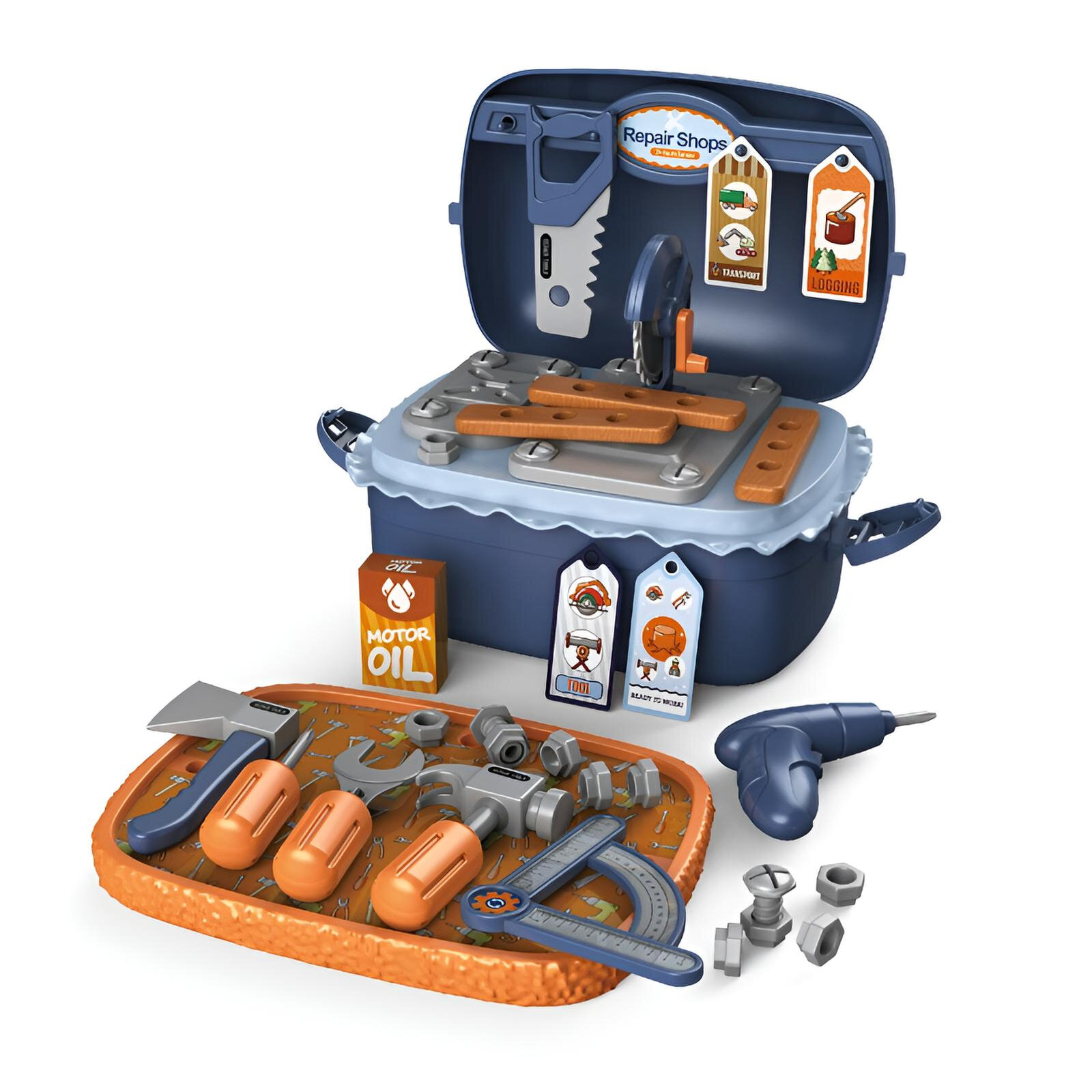 Игровой набор Инструменты 3в1, с верстаком и 54 инструментами, для маленьких строителей.