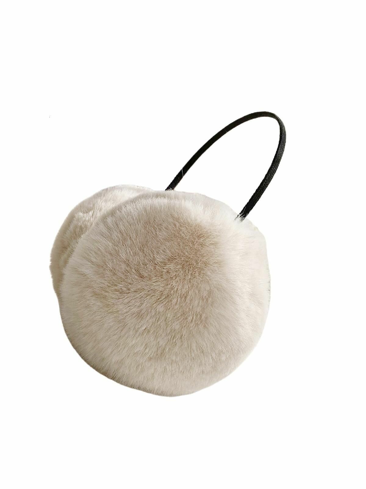 Наушники меховые, Удобные теплые наушники_бежевый