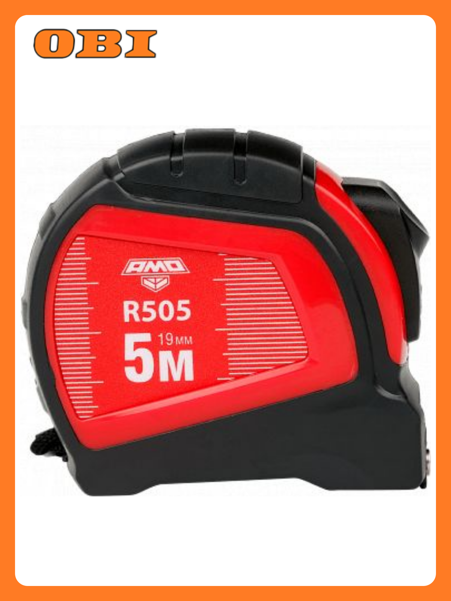 Рулетка AMO R505, магнитное крепление, двухсторонняя шкала, пластик, 5м