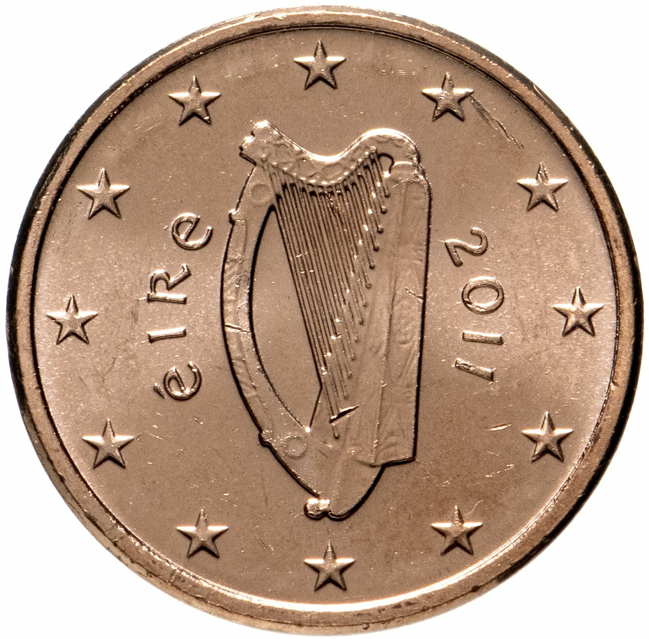 Ирландия 1 евроцент 2011, Сталь, в сохранности UNC