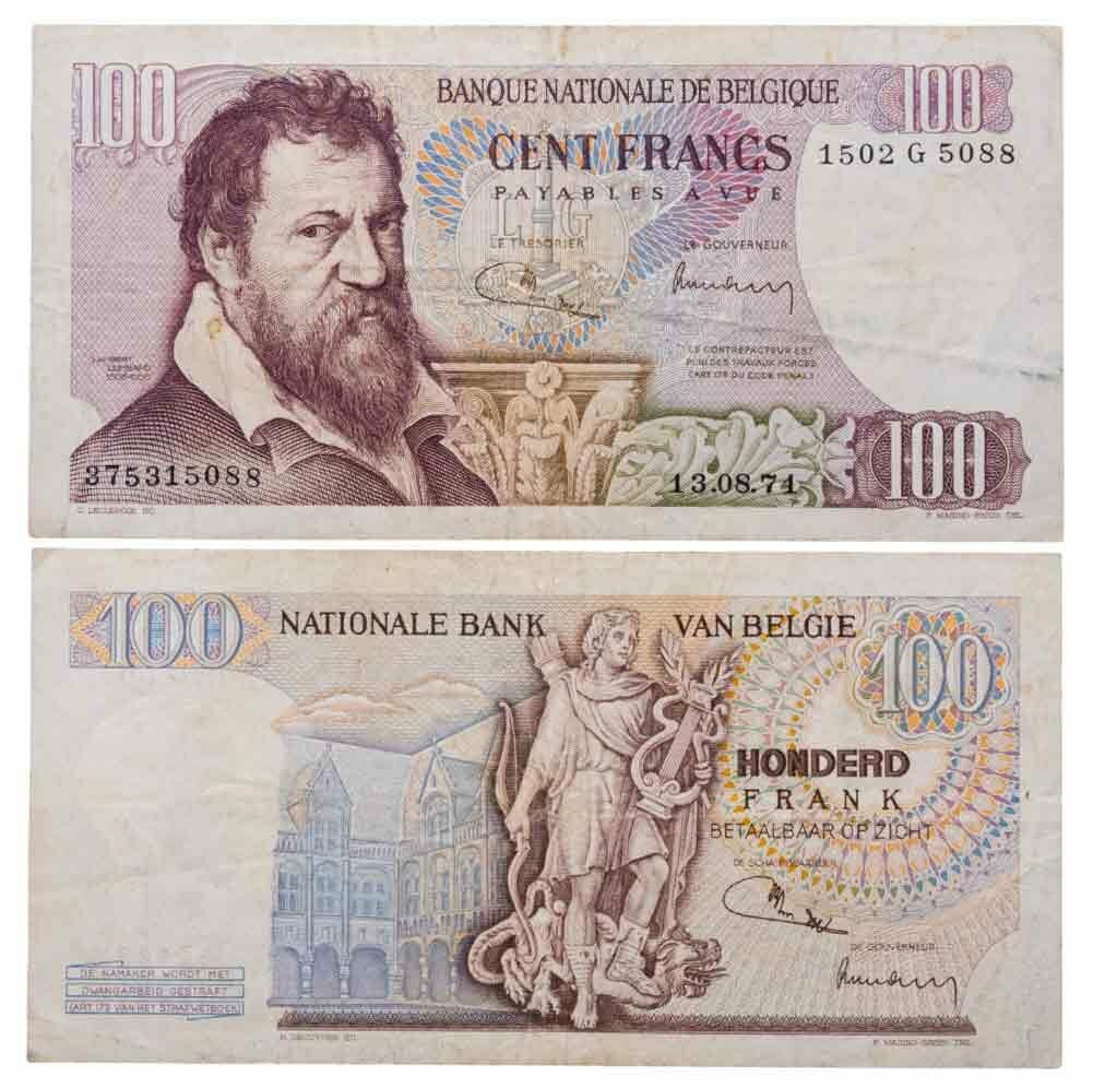 Бельгия 100 франков 1974 год