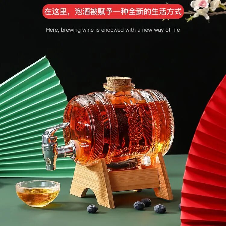 Бочка для напитков 3,2л, с краном, пробкой и бамбуковой подставкой