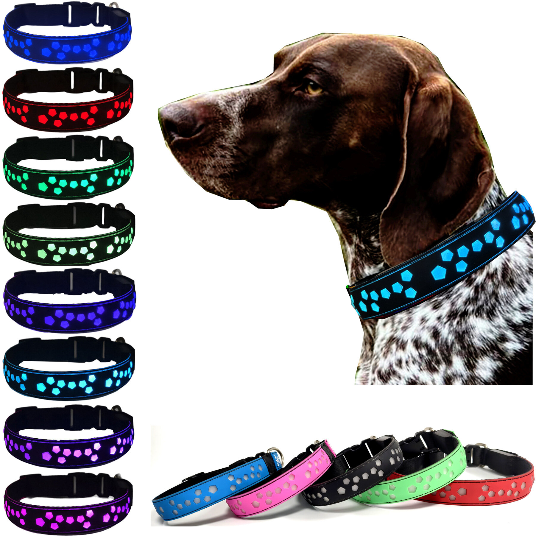 Кросс-бордерная электронная коммерция Новый продукт Ошейник с позиционированием Airtag LED Ошейник для домашних животных Светящийся ошейник для собак USB перезаряжаемый