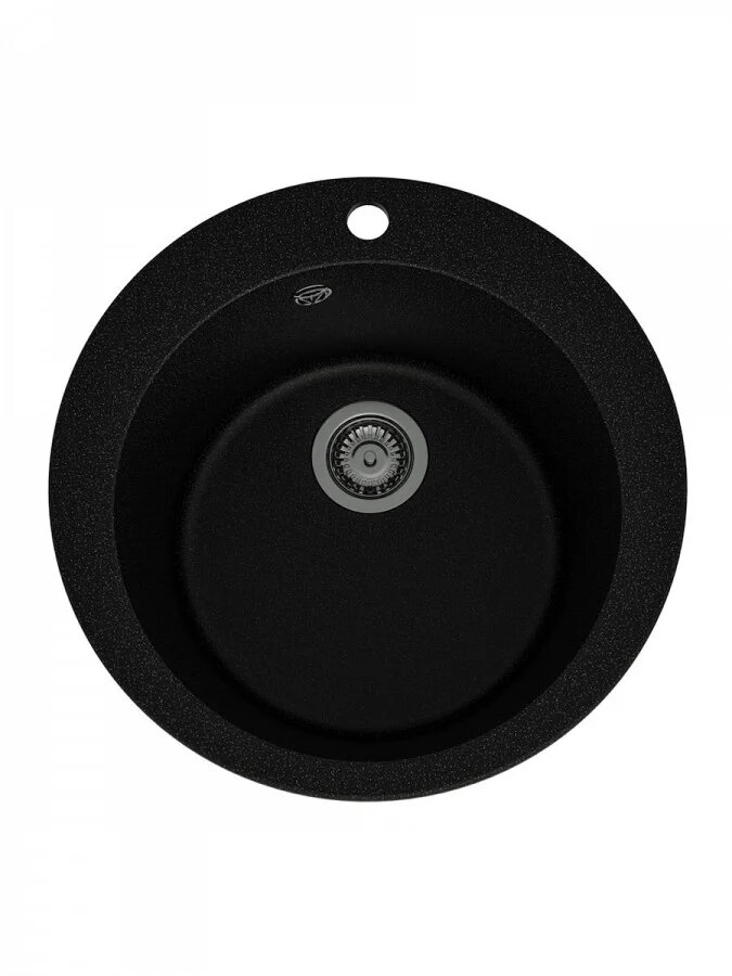 Мойка кухонная Teymi Lori Midi Д51 кварцевая, 51x51, круглая, мойка для кухни, черная, матовая