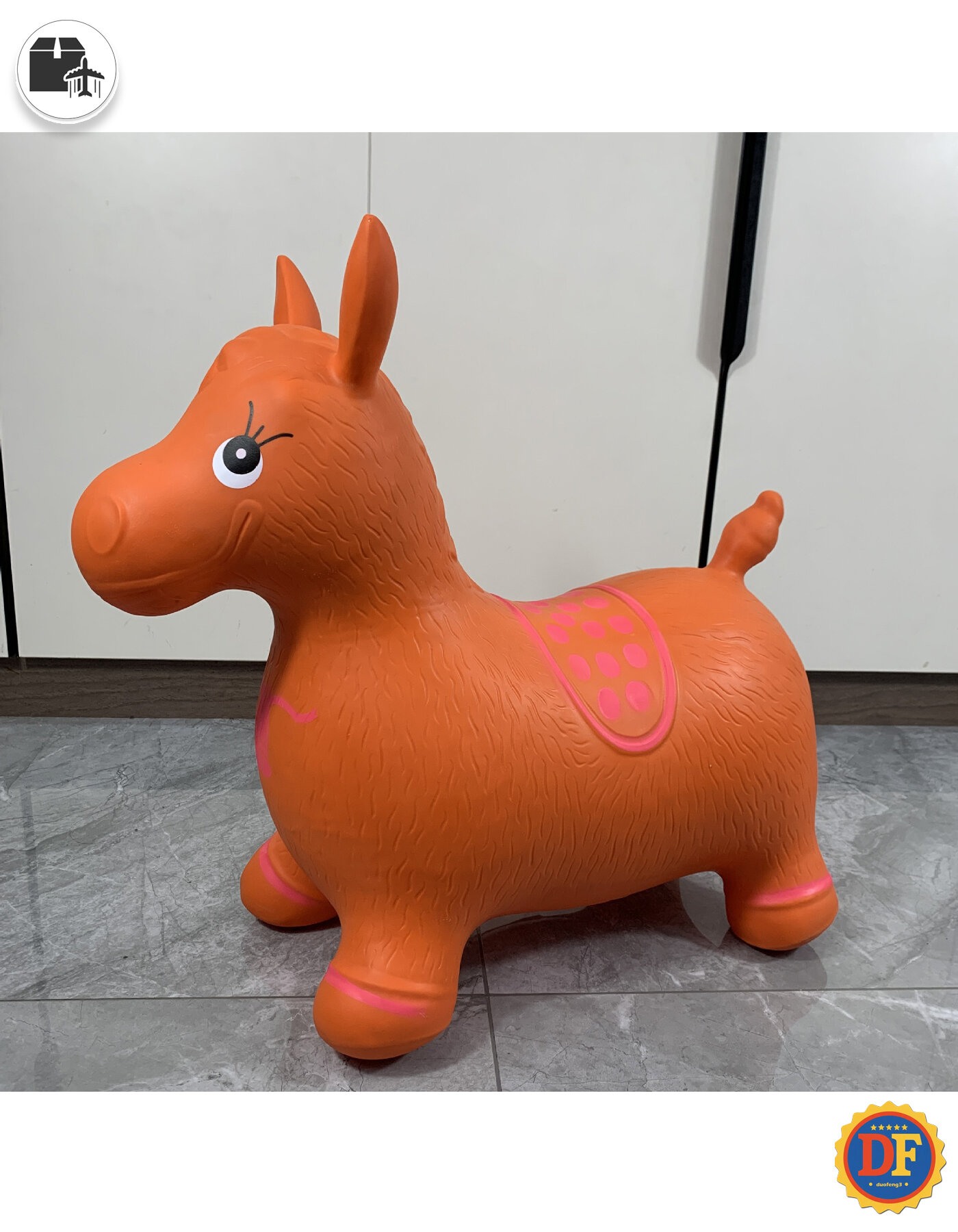 Детская надувная лошадка-ишак — 6 дизайнов для активных игр с помпой в подарок，Оранжевая лошадь