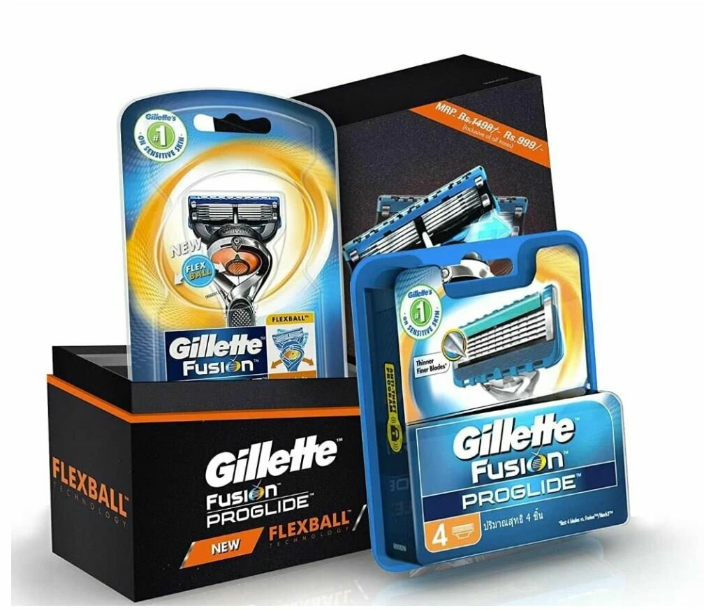 Подарочный набор Gillette Fusion5 ProGlide 1 Мужская Бритва Fusion5 ProGlide,4 Сменные кассеты