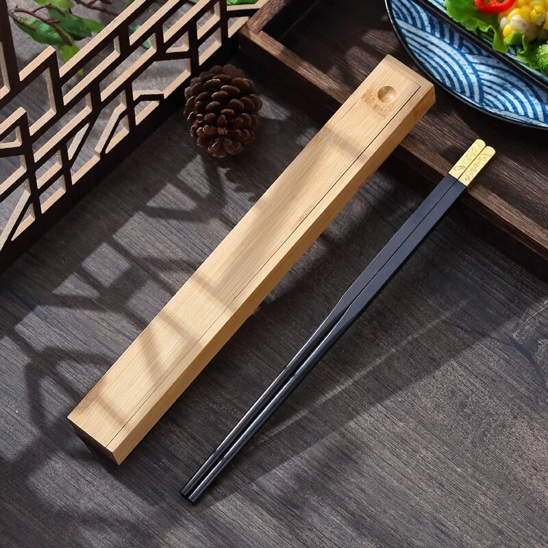 Фиолетовые палочки для еды из сандалового дерева, черного дерева, одна упаковка, индивидуальная упаковка, пара с