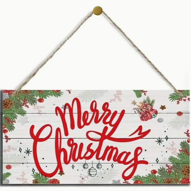 Рождественский деревянный подвес # Праздничный декор для дверей и стен