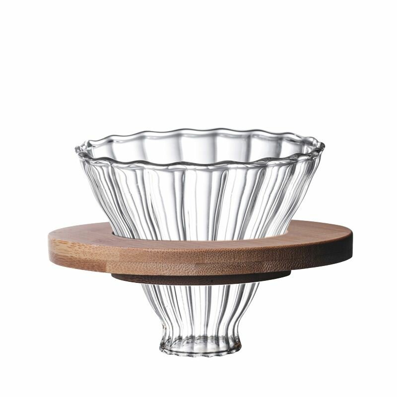 Маленькая стеклянная воронка для кофе с прямыми зернами Purover v60, подходящая для 1-2 человек