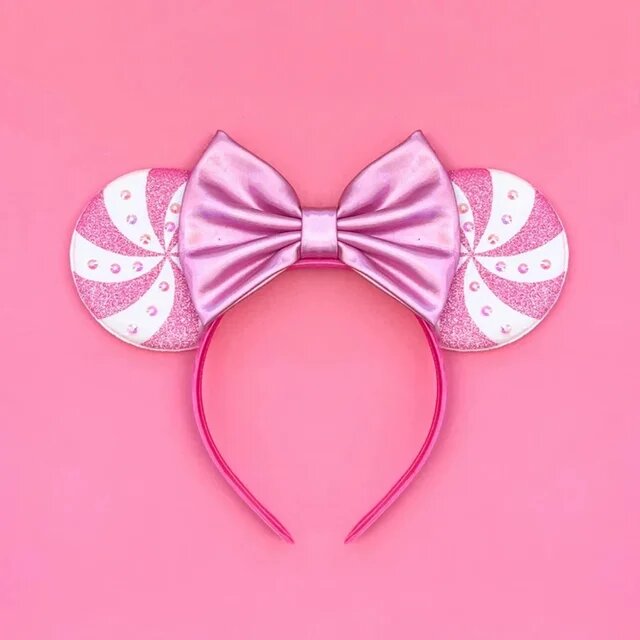 Повязка на голову Disney с белыми жемчужинами и ушками Микки Мауса, женское красочное украшение для волос из мягкого хлопка с бантиком, повязка на голову для девочки с Минни Маус, детский подарок.