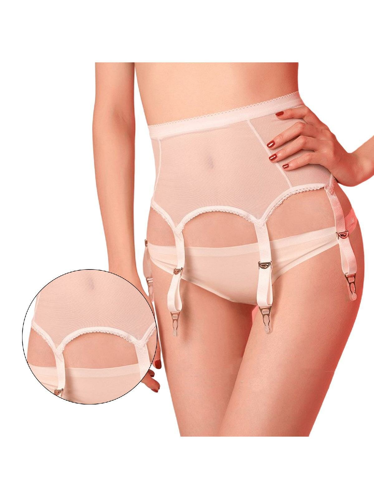 Женский прозрачный пояс с креплениями для чулок, Белый