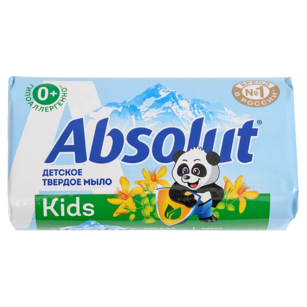 Твердое детское мыло Absolut Kids череда, кусковое, белый, из натуральных масел и глицерина, очищение нежной кожи.