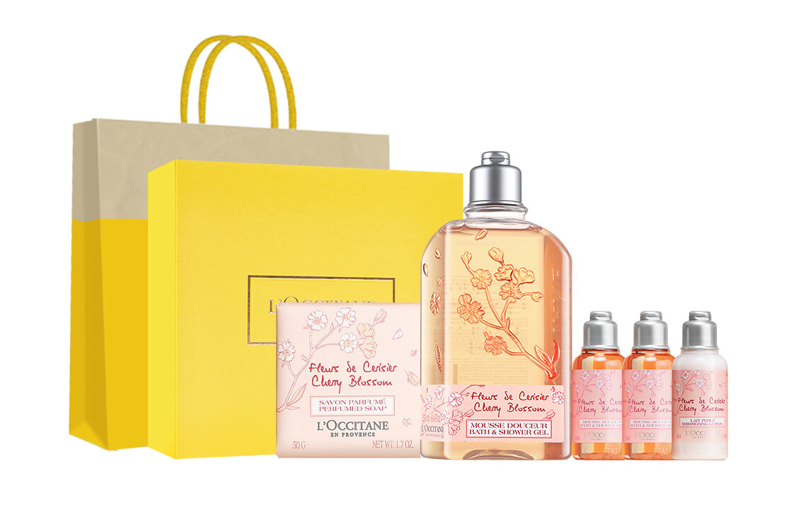 Ароматный гель для душа с мылом унисекс LOCCITANE Цветы вишни, набор ухода за телом 2 шт + 3 пробника