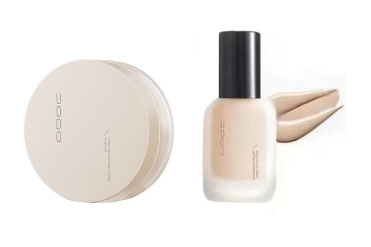 Тональный крем женский UODO Liquid Foundation Long-Lasting Makeup #C01 Soft Skin Color+10g Loose Powder 03 Natural (Soft Glow), 2 шт.