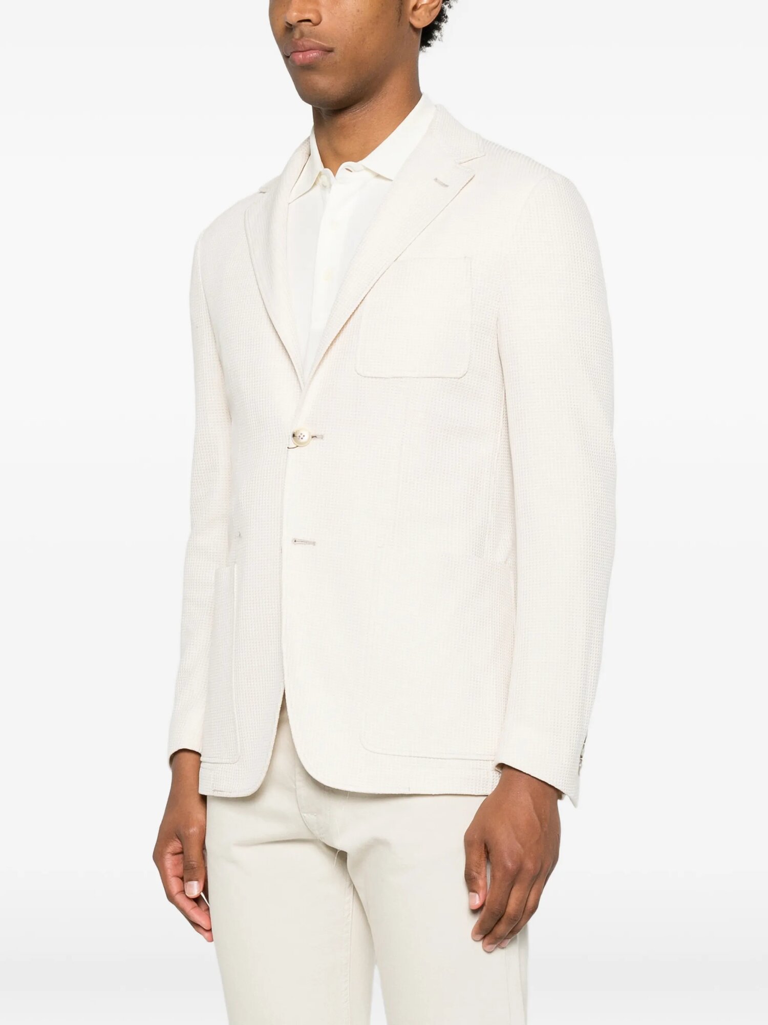 Пиджак Canali Single-breasted blazer, размер 50, бежевый/белый — фото 1