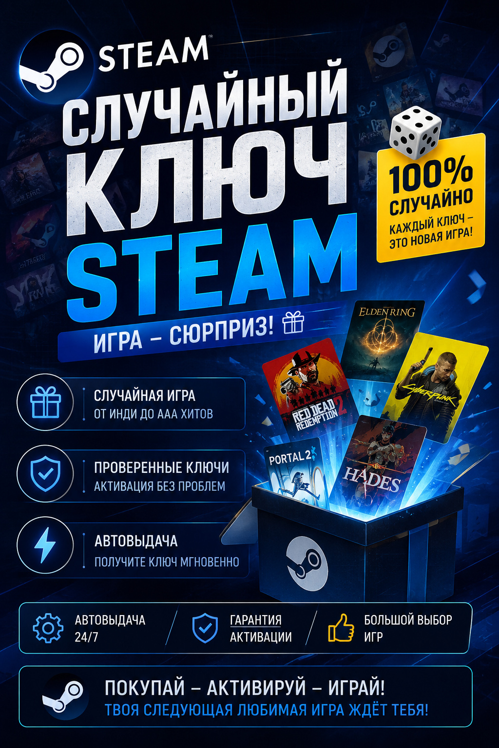 Случайная игра Steam для ПК | Цифровой Ключ для Активации | Ключ Стим
