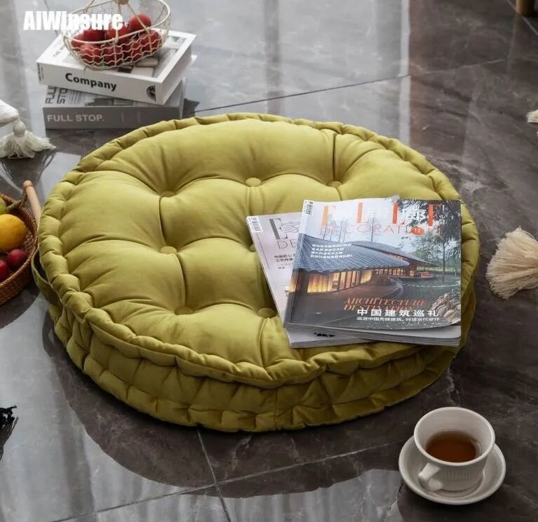 Бархатная подушка для пола, однотонная круглая подушка для сиденья, утолщенная и мягкая