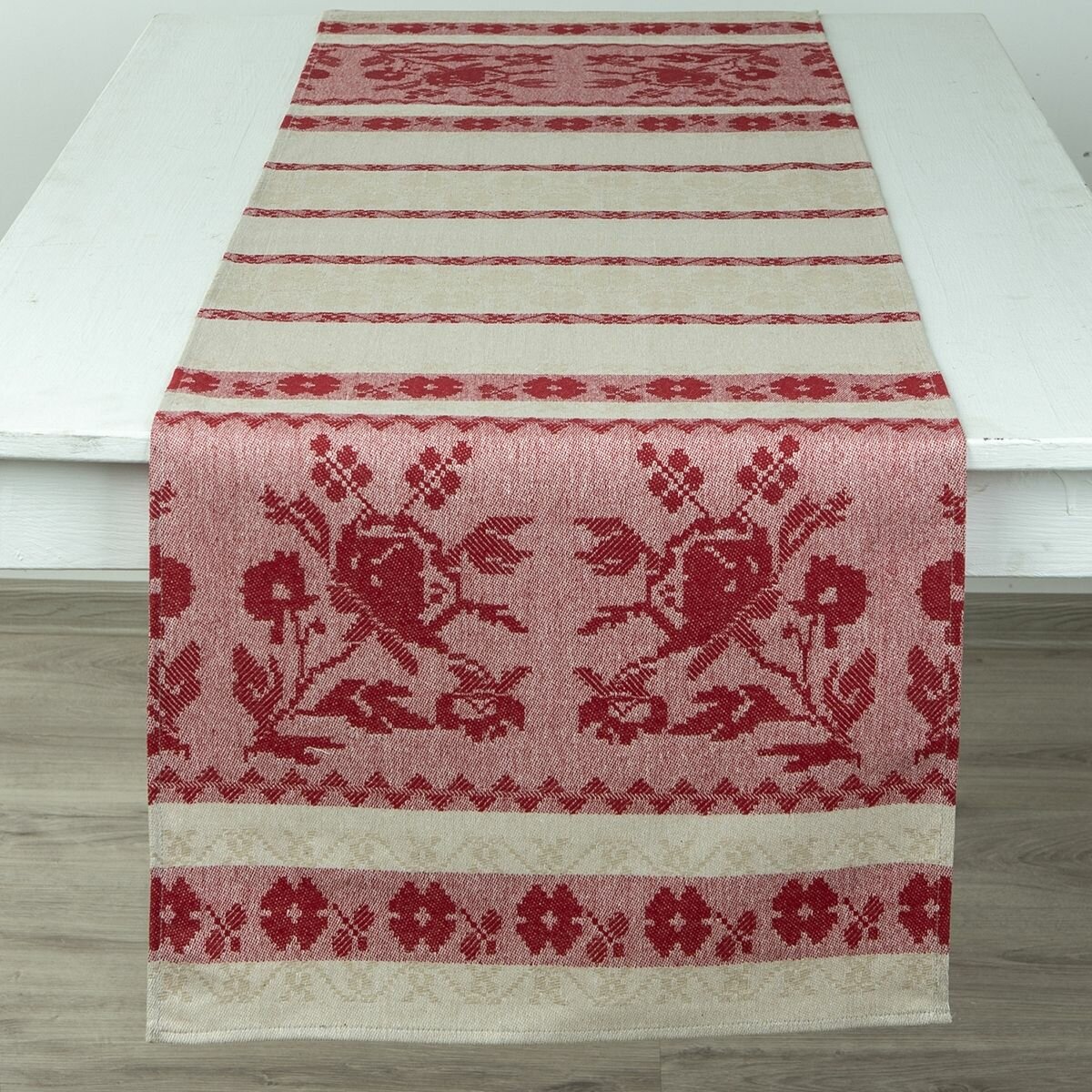 Рушник Беларускi лен "Белорусский", лен/хлопок, 43x150см, красный