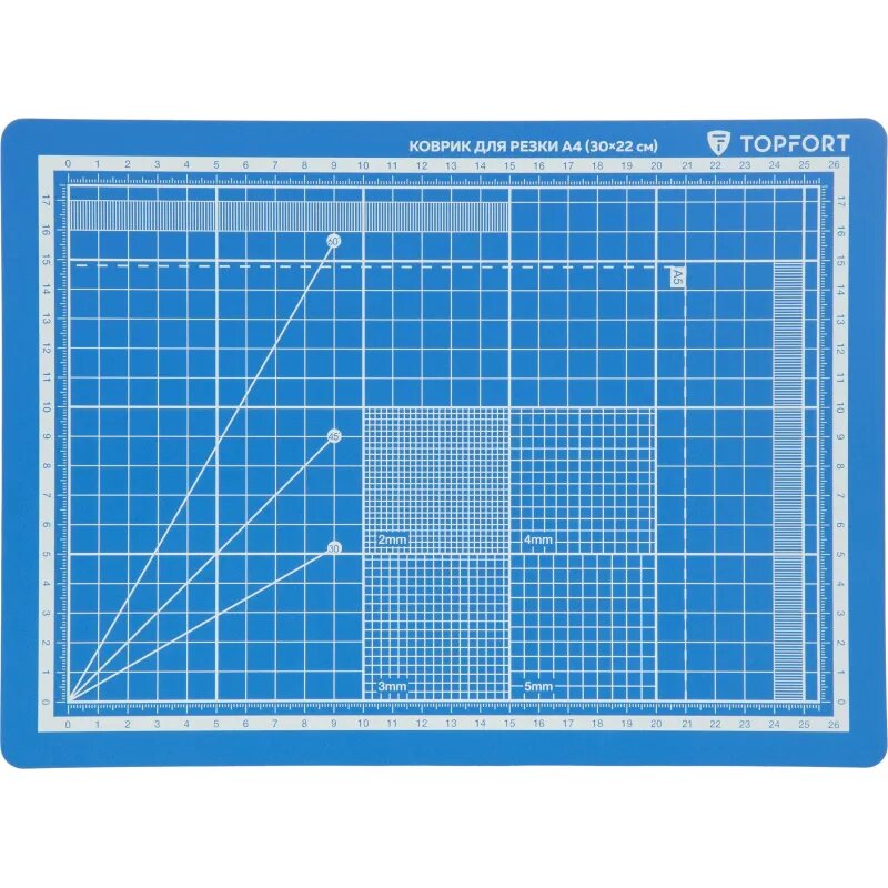 Коврик для резки TOPFORT 5ти-слойный А4 (30х22см)2х-сторонний, синий 1881571