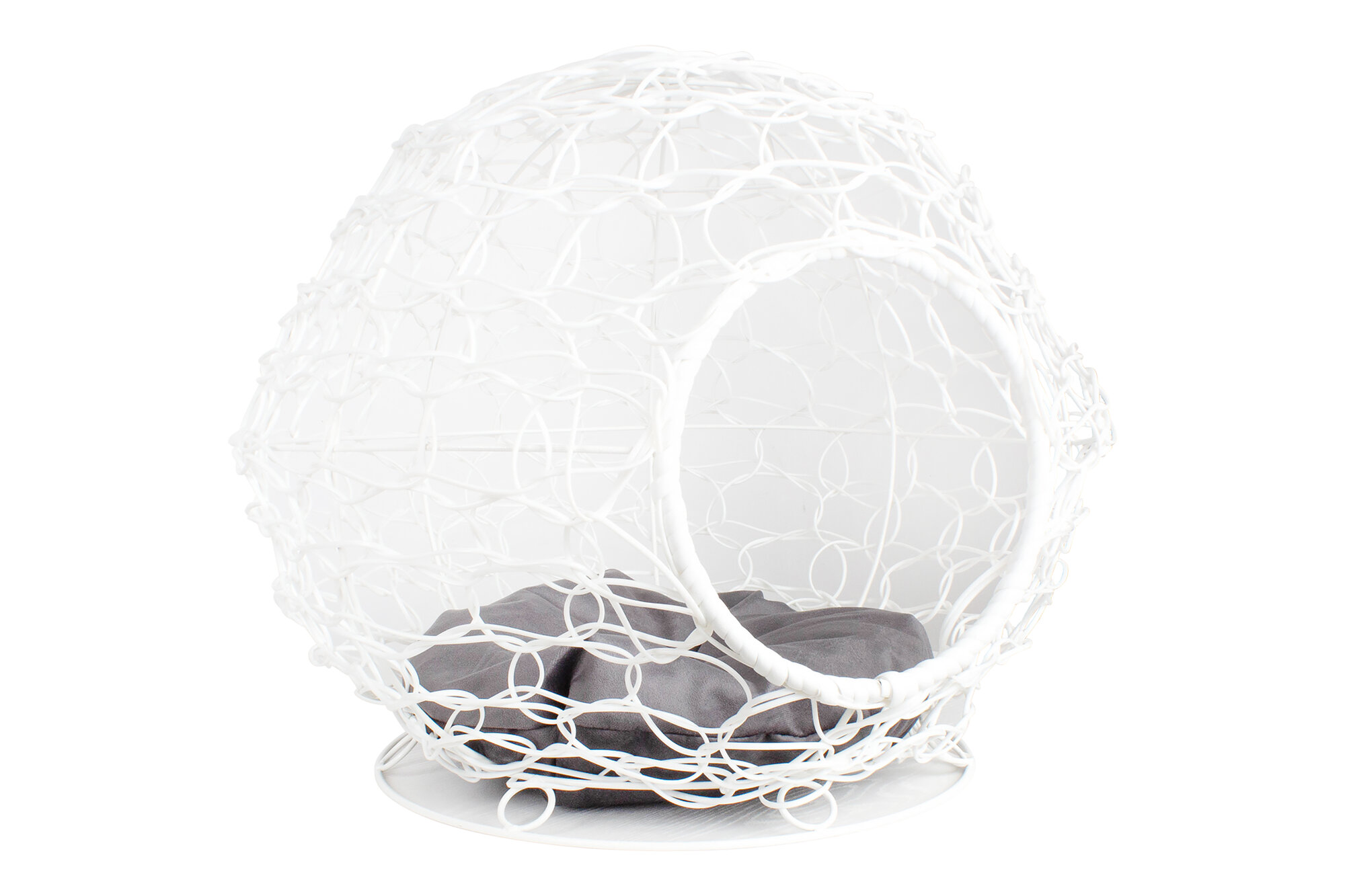 Домик для животных Кокон большой белый, серая подушка