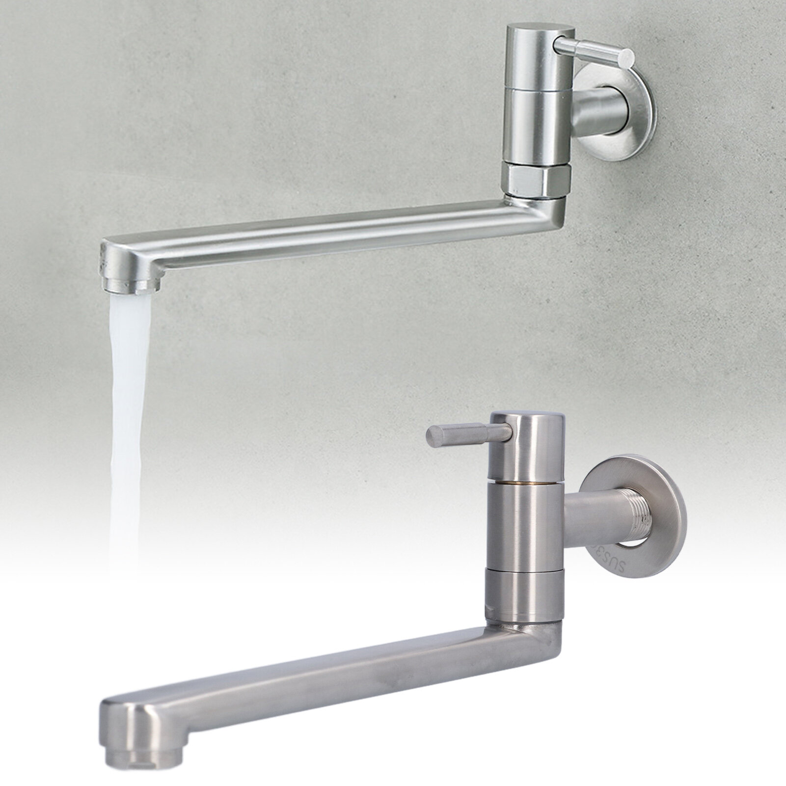 G1/2 удлиненный водопроводный кран из нержавеющей стали 304, одиночный кран холодной воды для кухни, балкона, швабры, бассейна