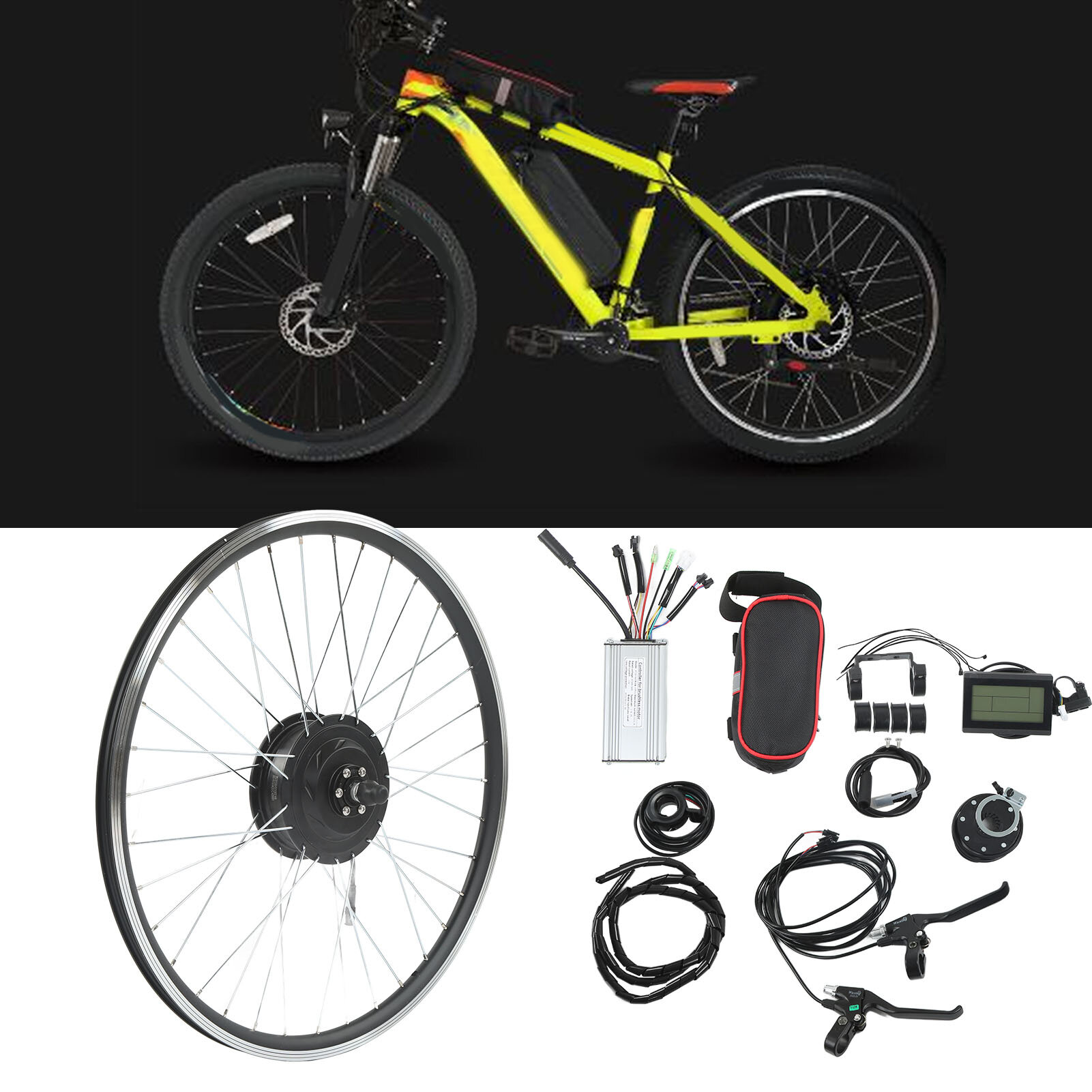 Комплект велосипедных колес 36 В, 500 Вт, модифицированный комплект бесщеточного зубчатого двигателя для велосипеда, комплект переднего привода с конфигурацией панели LCD3, 27,5 дюйма