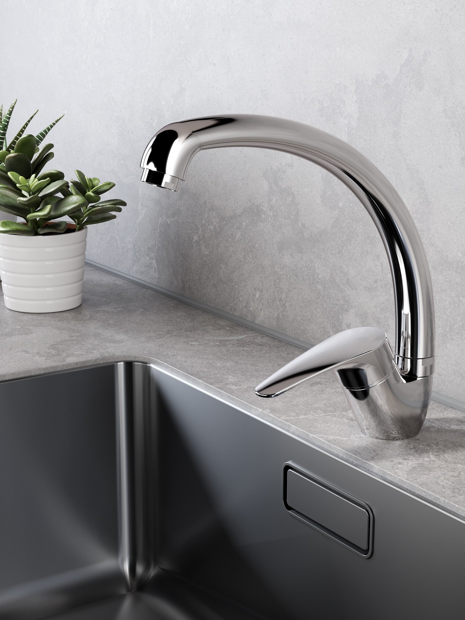 Смеситель для кухни VODA Land LND03 латунный, поворотный излив