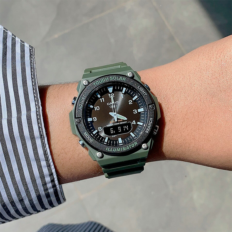 Наручные часы CASIO, хаки, зеленый, черный — фото 1