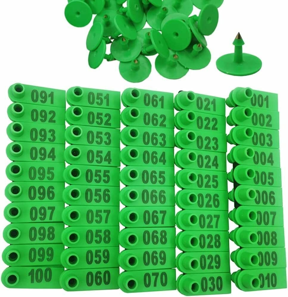 100PCS 001-100 пластиковые бирки для ушей домашнего скота / бирки для сельскохозяйственных животных