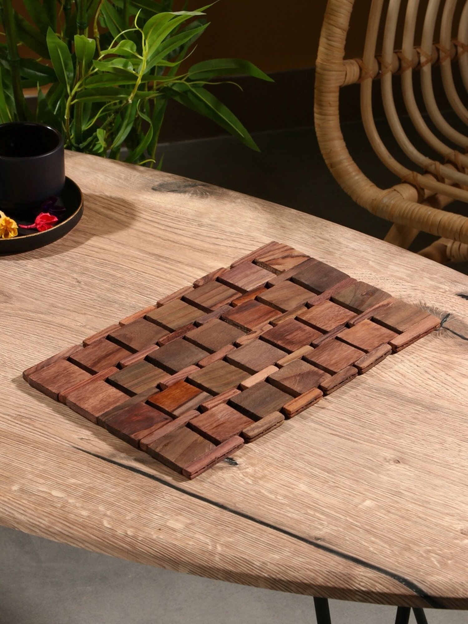 Коврик из тикового дерева, 30×20×0.7 см