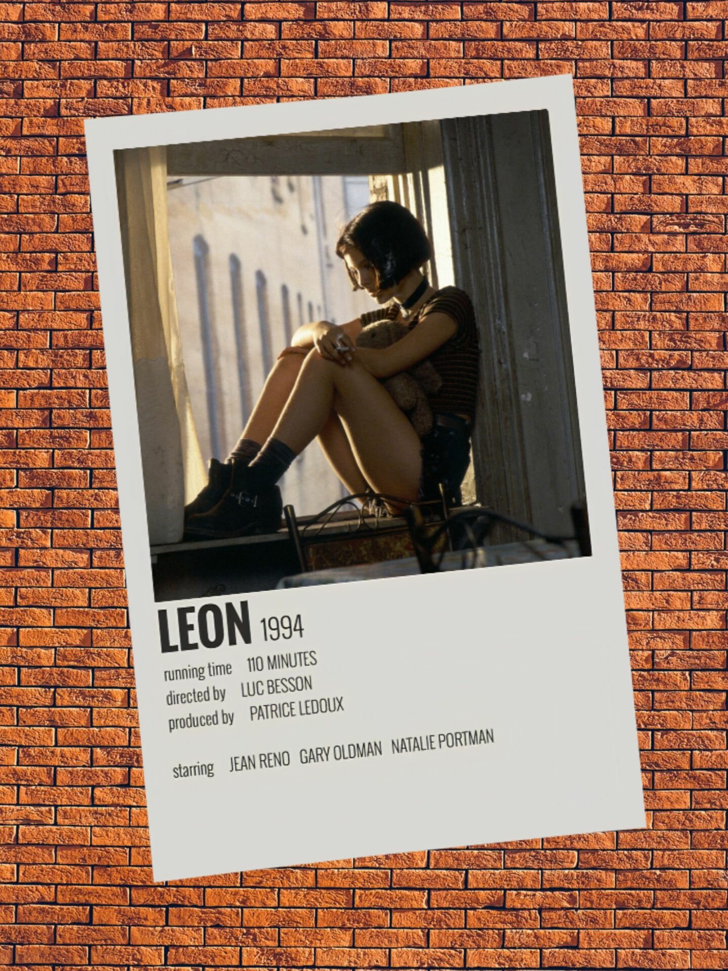 Постер "Леон" в стиле "полароид", формат А3, 297 х 420 мм, глянцевый