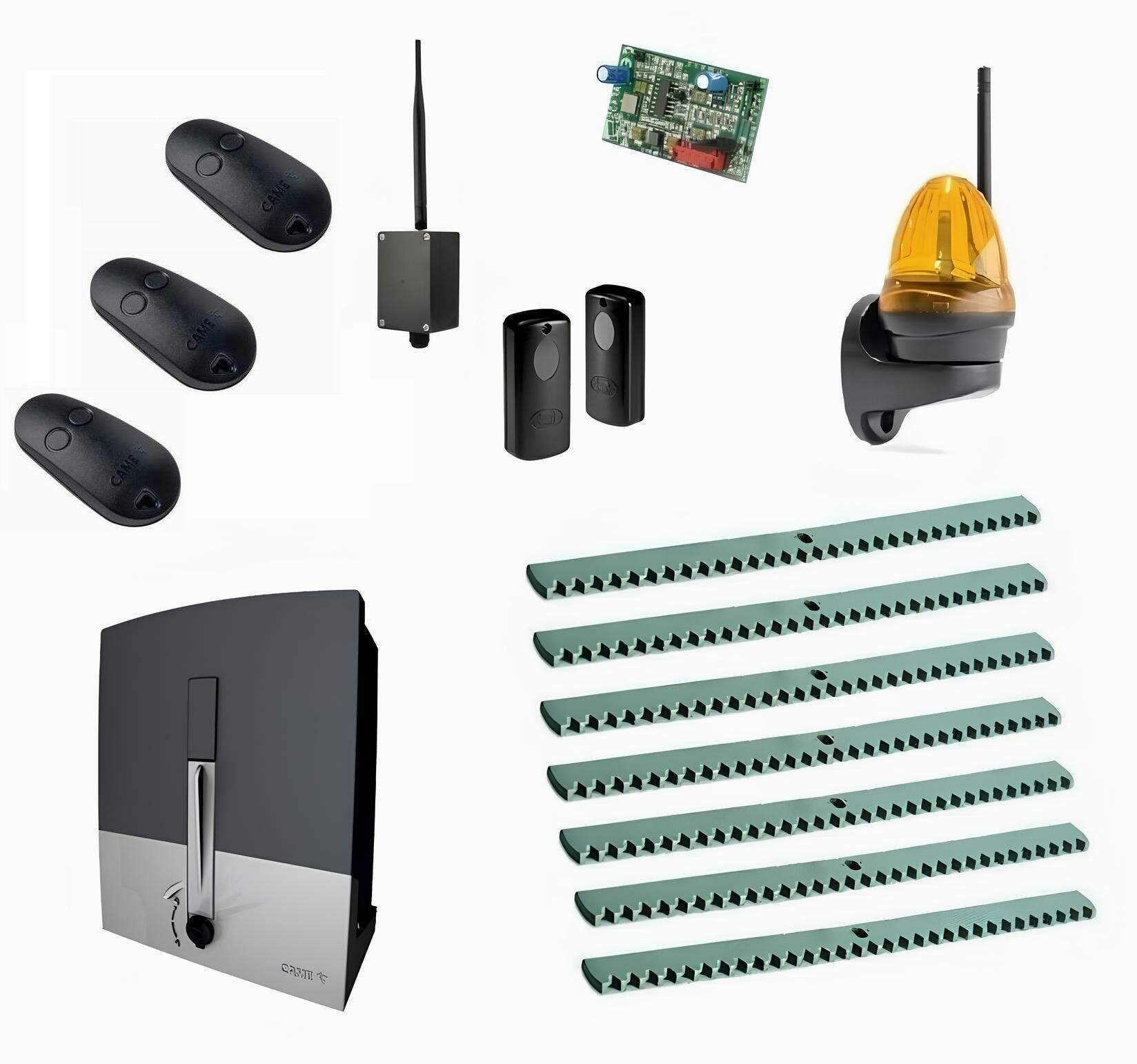 Автоматика для откатных ворот BXL04AGS FULL7-K1-BT-Т3, комплект: привод, радиоприемник, 3 пульта, фотоэлементы, лампа, 7 реек, Bluetooth-модуль