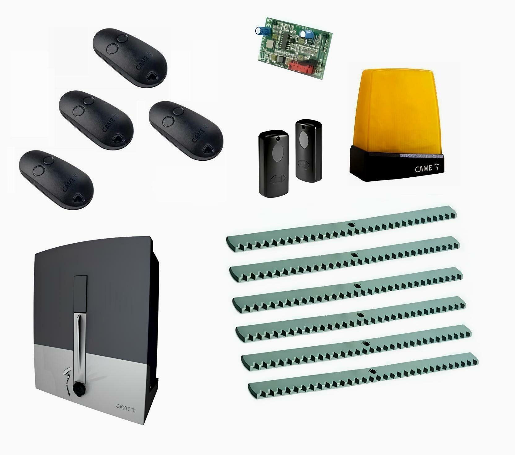 Автоматика для откатных ворот BXL04AGS FULL6-T4, комплект: привод, радиоприемник, 4 пульта, фотоэлементы, лампа, антенна, 6 реек